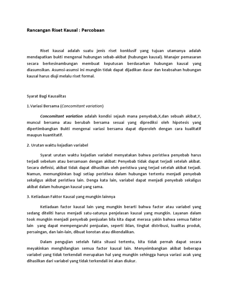 Rancangan Riset Kausal | PDF