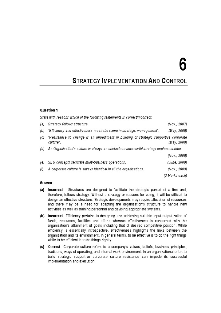 Strategy Implementation and Control | PDF