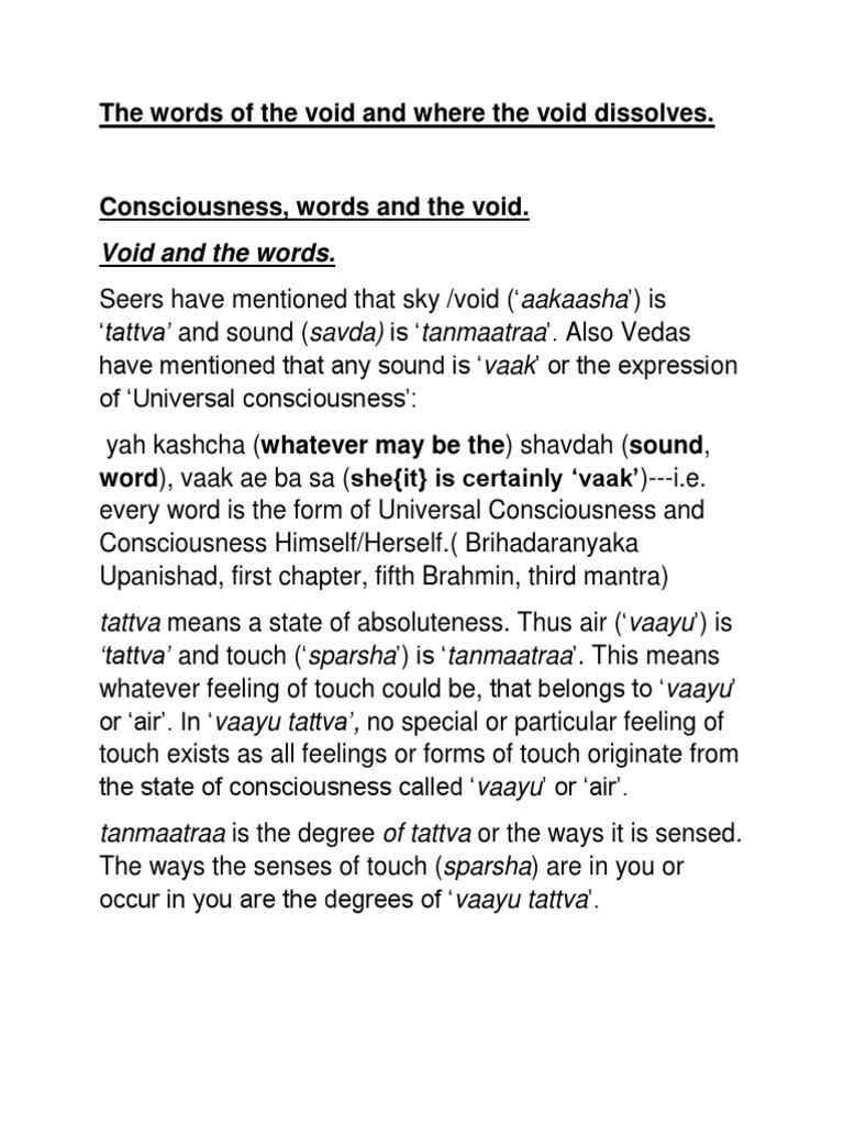 Words of The Void and Where The Void Dissolves | PDF | Elephant | Senses