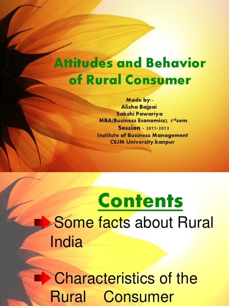 Attitudes and Behavior of Rural Consumer | Income | Behavior