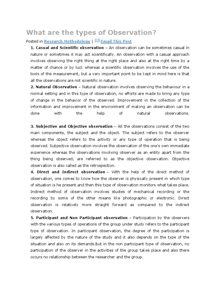 Types of Observation | PDF | Observation | Science