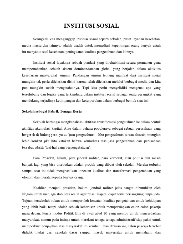 Analisis Institusi Sosial dan Kapital | PDF