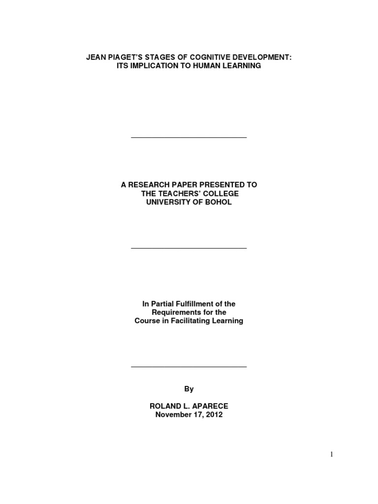 Jean Piaget Project | PDF | Schema (Psychology) | Cognitive Development