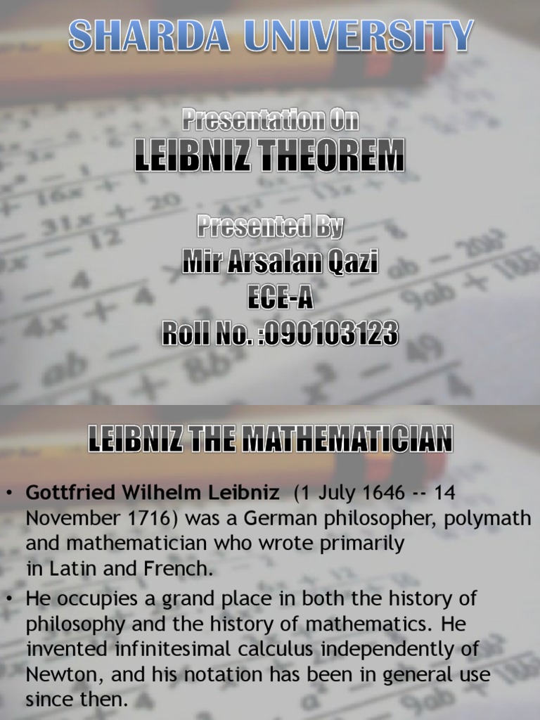 Leibniz Theorem | Gottfried Wilhelm Leibniz | Physics & Mathematics