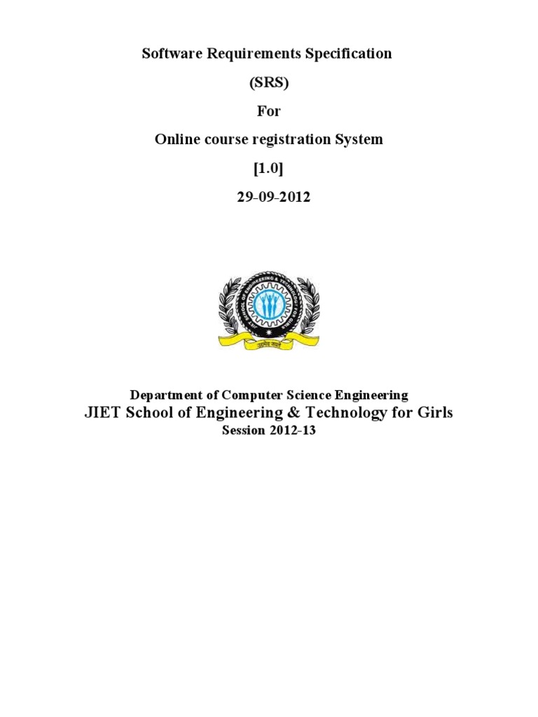 Online Course Registration SRS | PDF | Databases | Software
