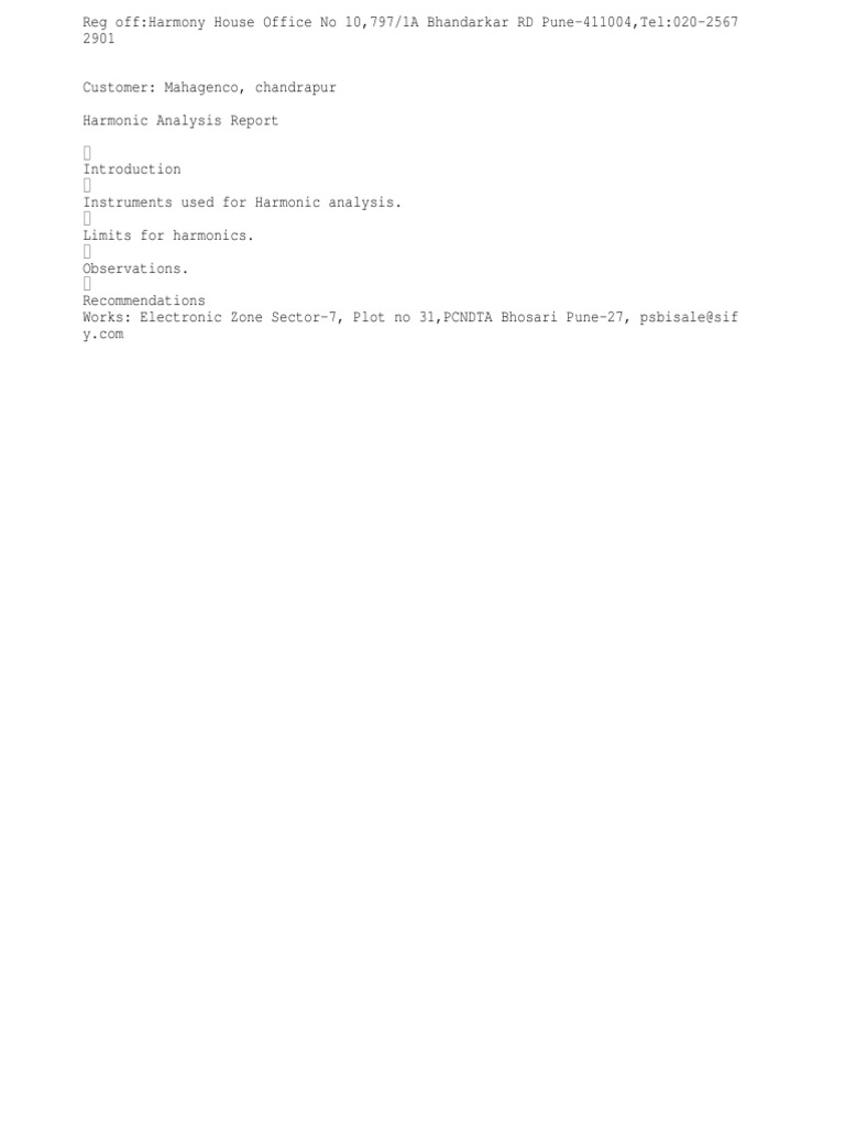 Harmonic Analysis Report for Mahagenco | PDF | Capacitor | Electric ...