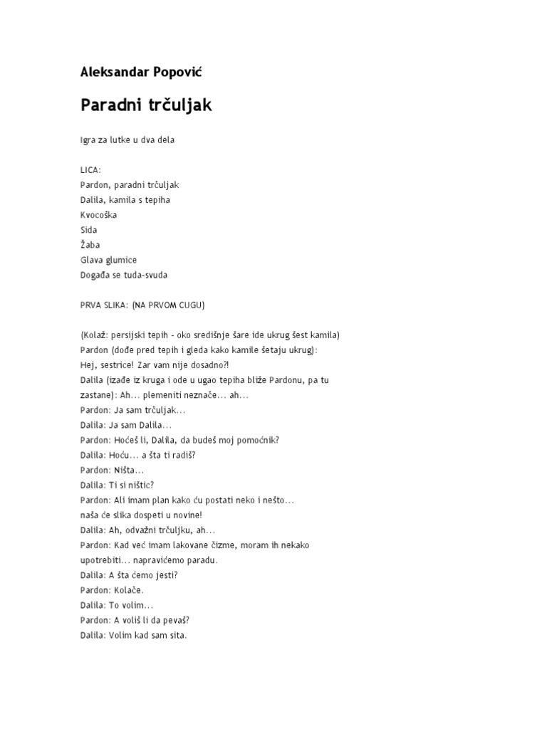 Aleksandar Popović - PARADNI TRCULJAK | PDF