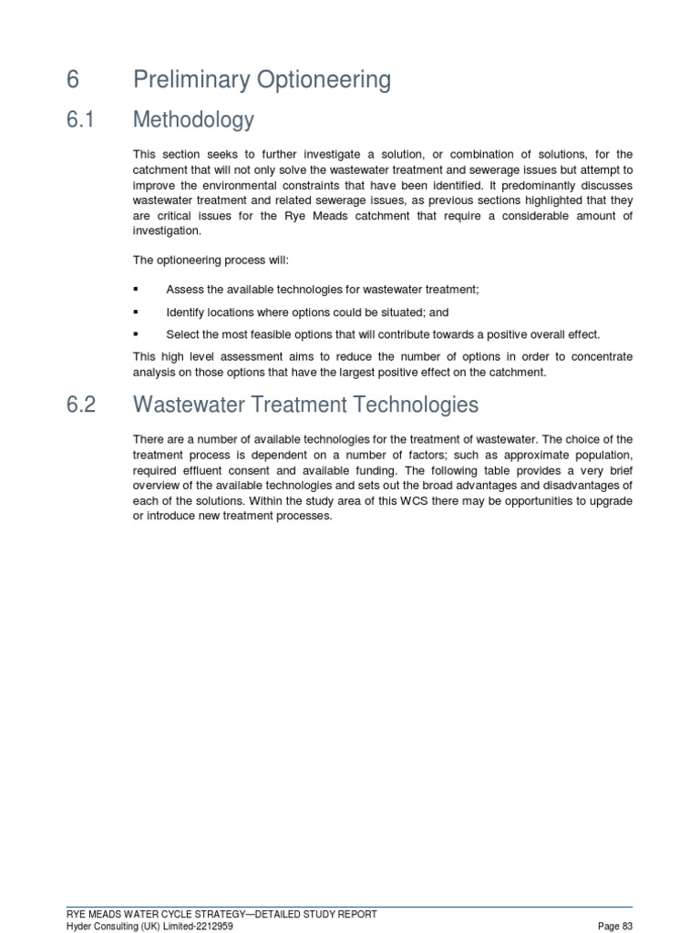 06 - Preliminary Optioneering - Rye Mead Water Cycle Strategy Final ...