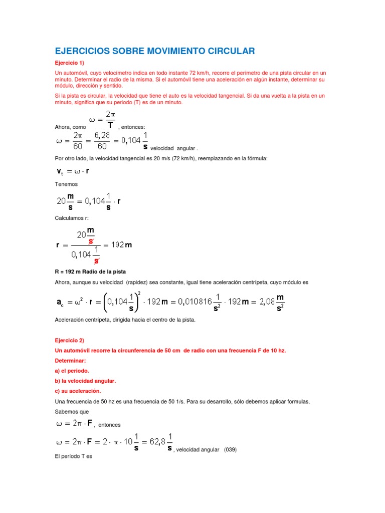 Ejercicios Resueltos Movimiento Circular