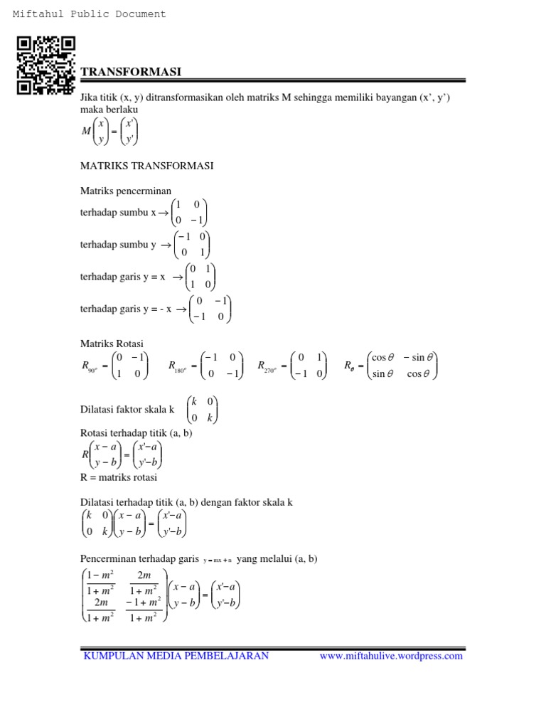 Matriks Transformasi Geometri | PDF | Metode & Bahan Ajar | Teknologi ...