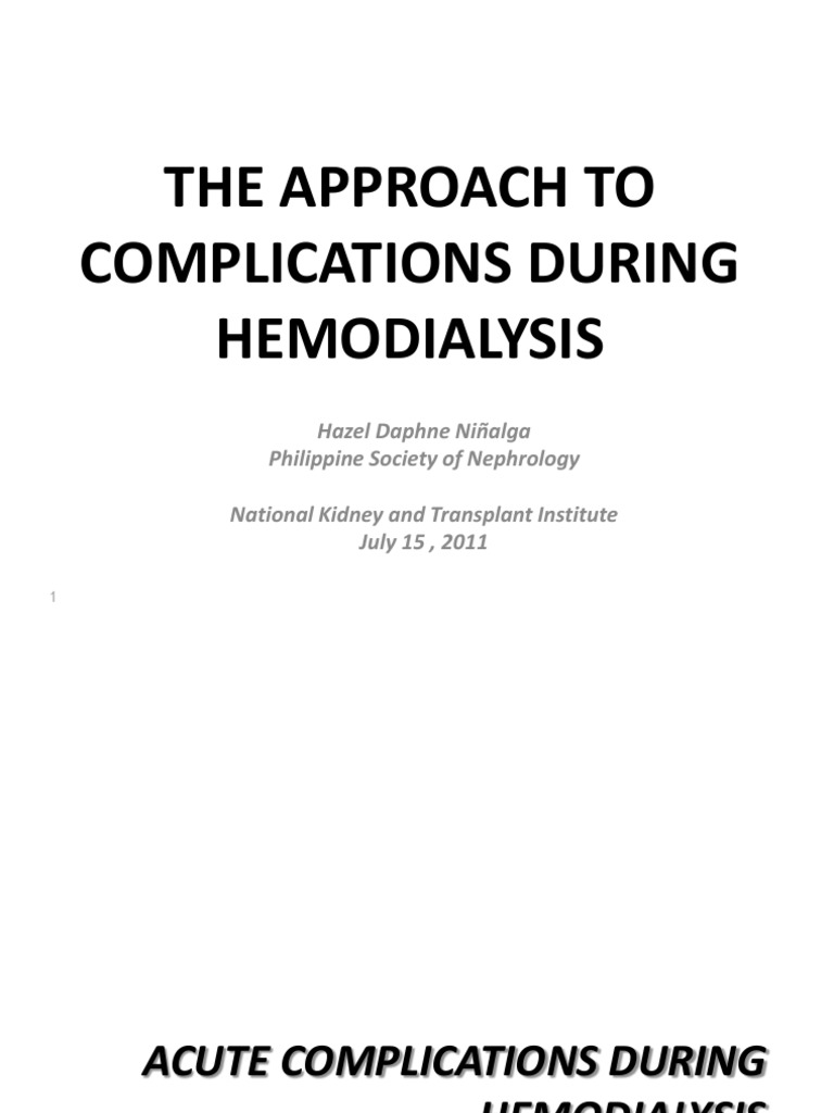 The Approach To Complications During Hemodialysis | PDF | Hemodialysis | Dialysis