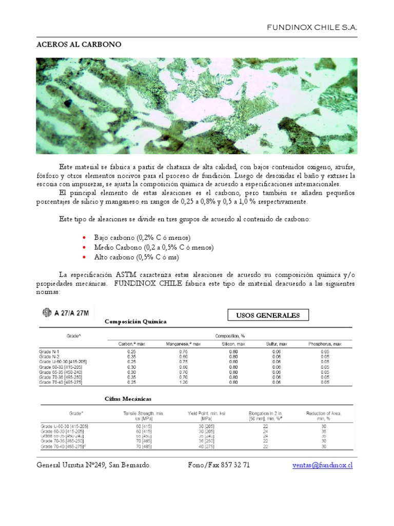 Aceros Al Carbono ASTM A27 | PDF