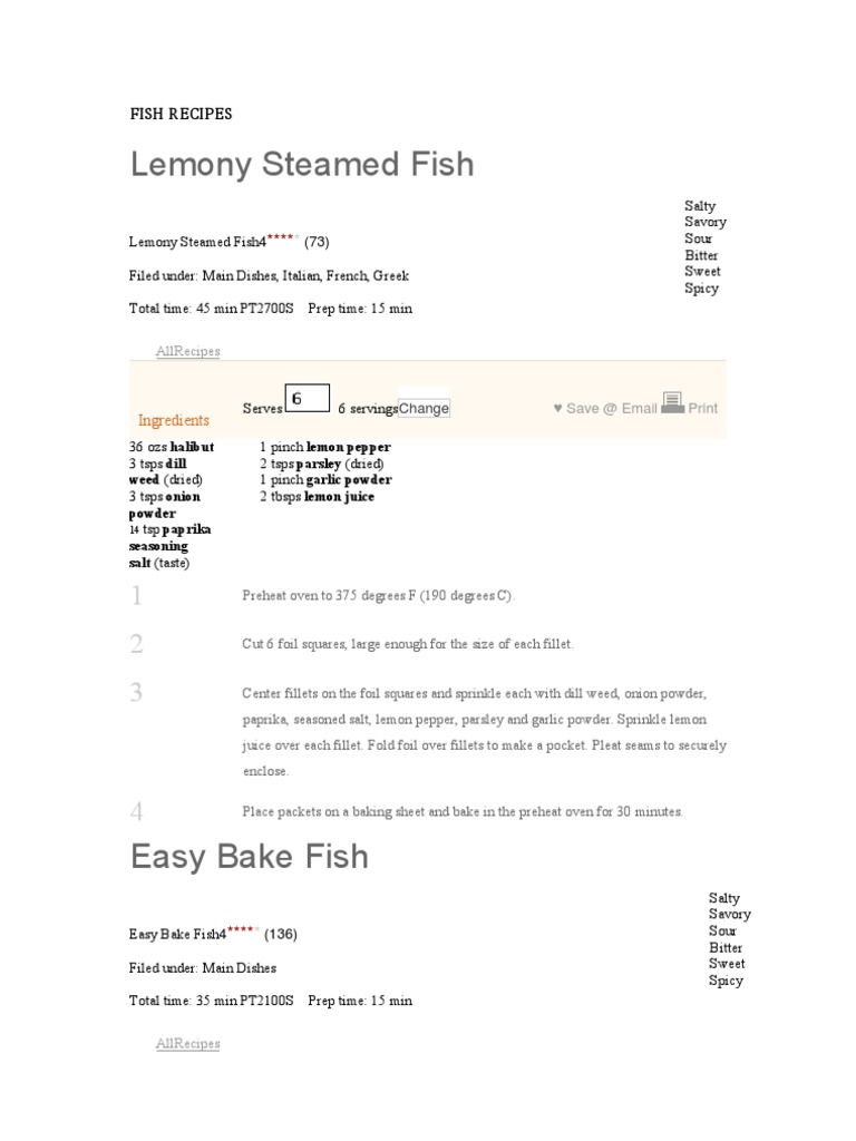 Easy and Delicious Fish Recipes | PDF | Cooking, Food & Wine | Religion ...