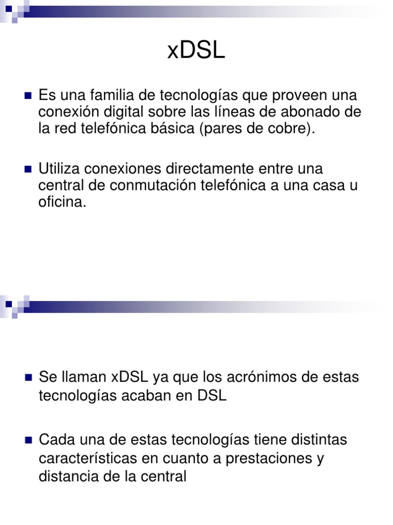 X DSL | PDF | Línea de abonado digital | Protocolos de internet