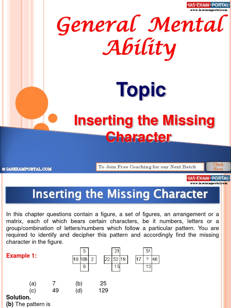 General Mental Ability Inserting Missing Character | PDF | Computers General Mental Ability Inserting Missing Character | PDF | Computers