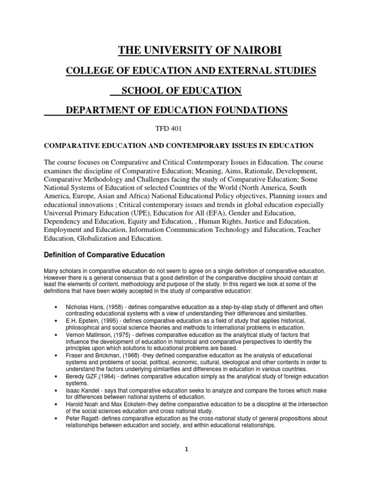 Comparative Education Course Overview | PDF | Social Science | Sociology