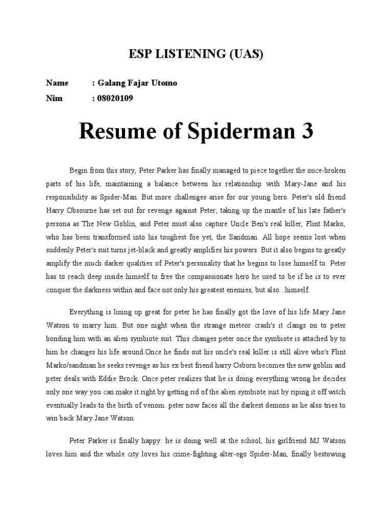 Spiderman 3 | Download Free PDF | Spider Man | Marvel Comics Characters