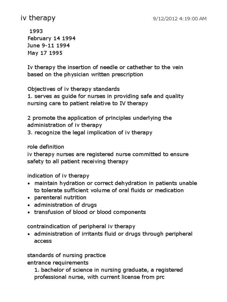 IV Therapy | PDF | Intravenous Therapy | Therapy