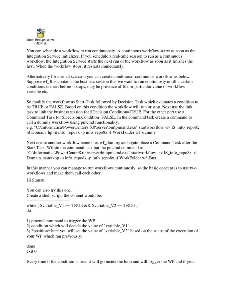 Loop or Cycle Workflow Informatica | PDF | Control Flow | Computer File