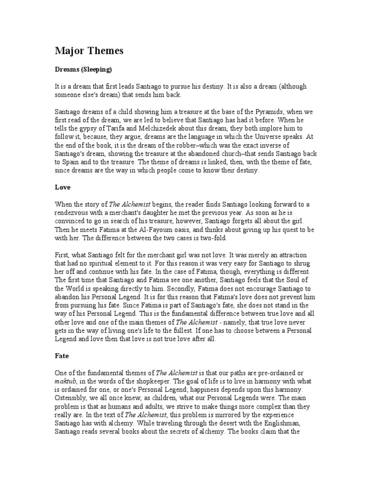 Major Themes - The Alchemist | PDF | Alchemy | Narrative