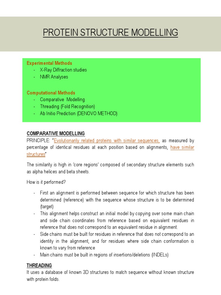 Protein Structure Modelling | PDF | Protein Folding | Sequence Alignment