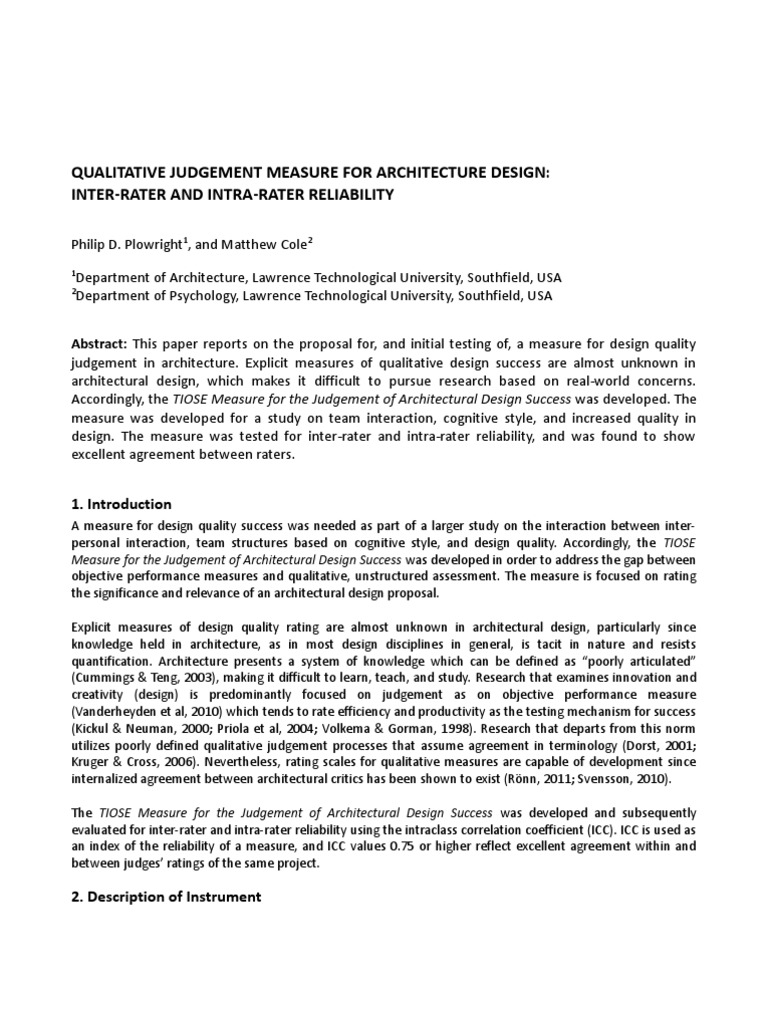 Qualitative Judgement Measure - Plowright-Cole | PDF | Cognitive ...