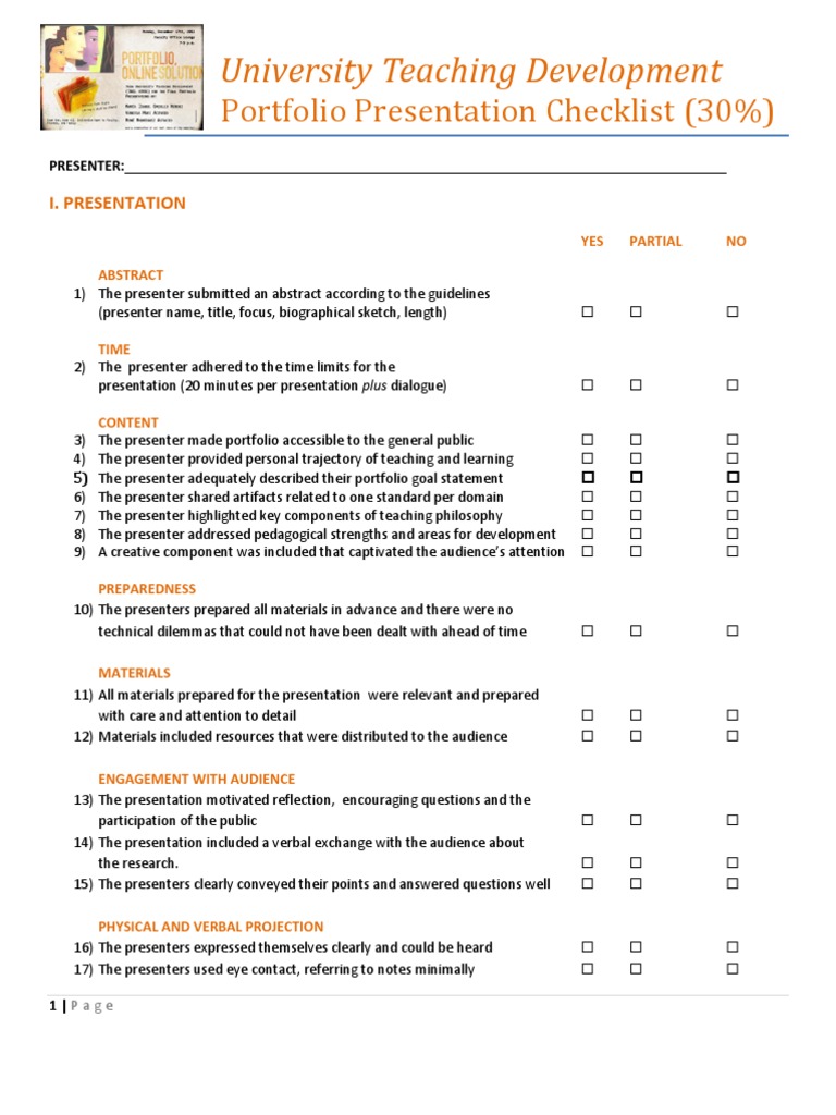 Portfolio Presentation Checklist | PDF | Teaching | Epistemology