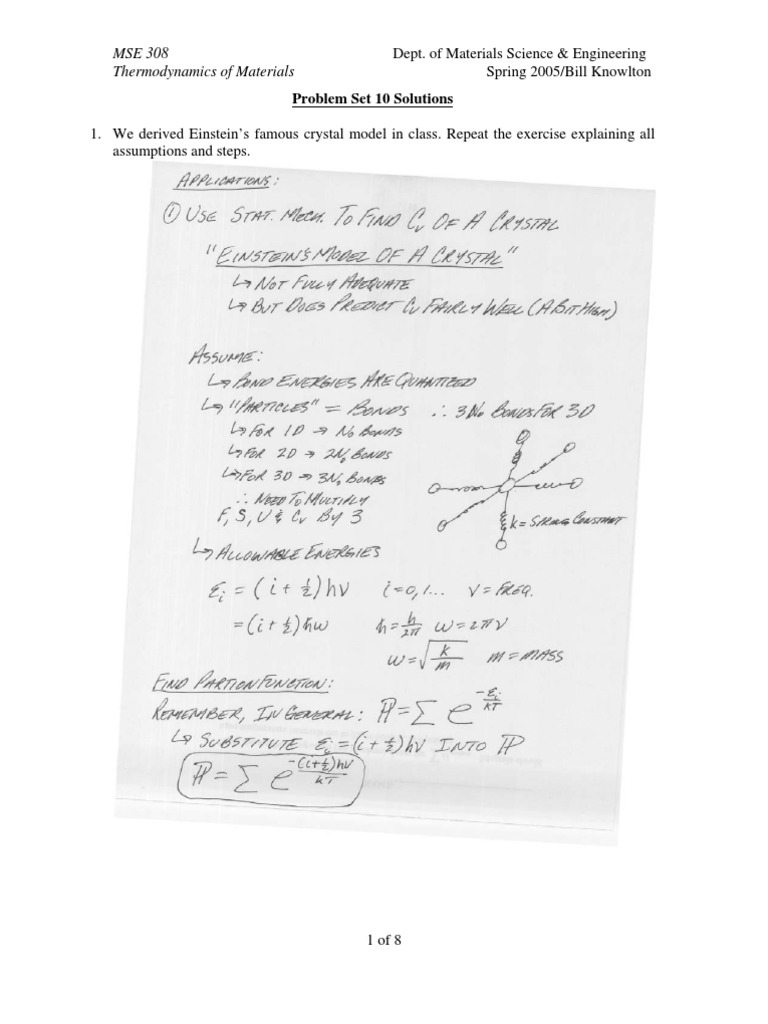 MSE 308 Problem Set 10 Solutions | PDF