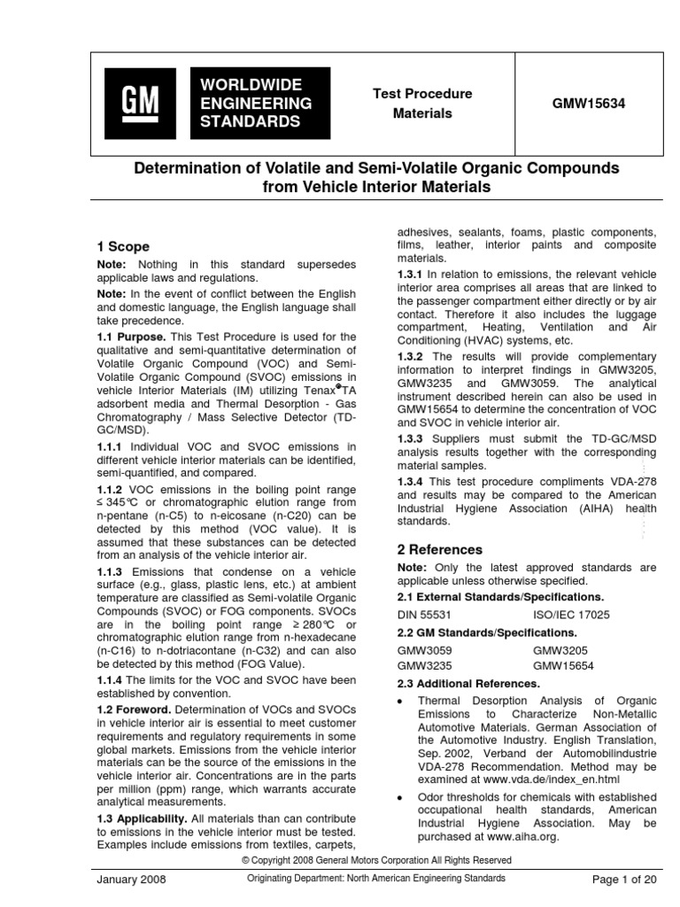 GMW 15634 | Download Free PDF | Volatile Organic Compound | Gas ...