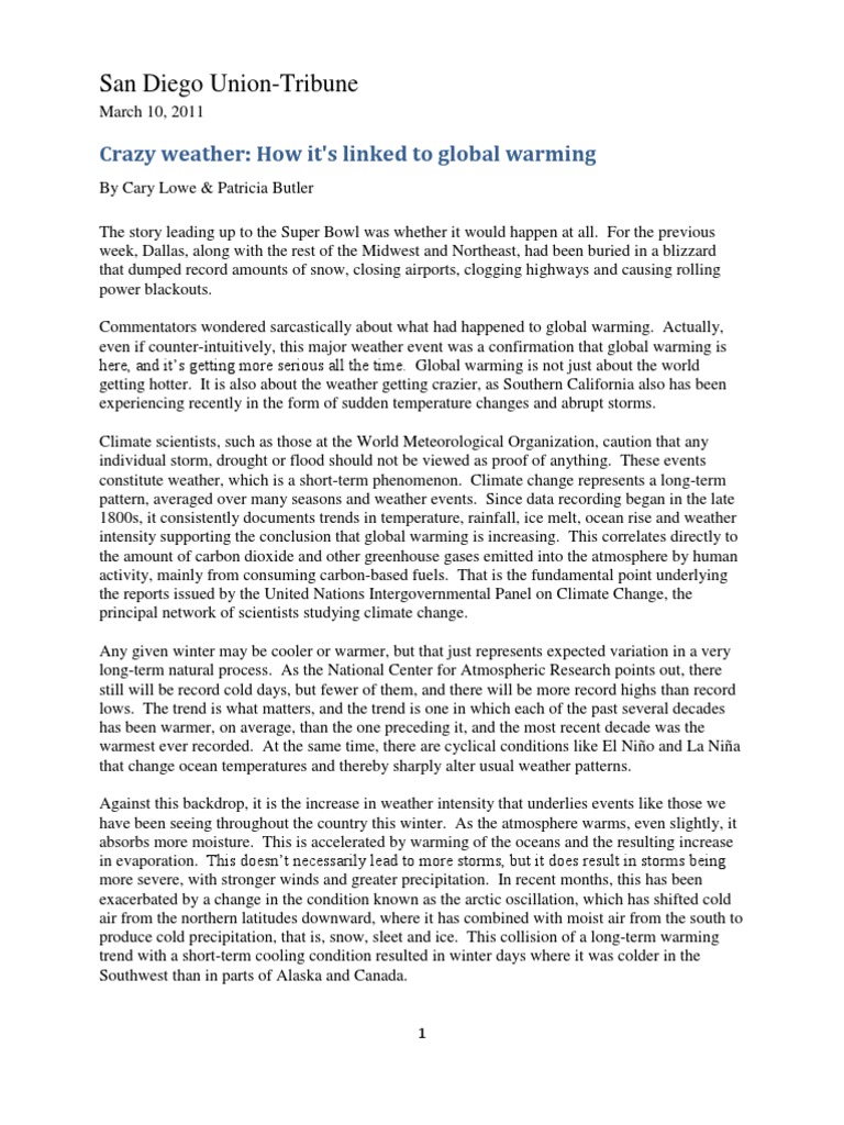Global Warming's Impact on Weather Patterns | PDF | Global Warming ...