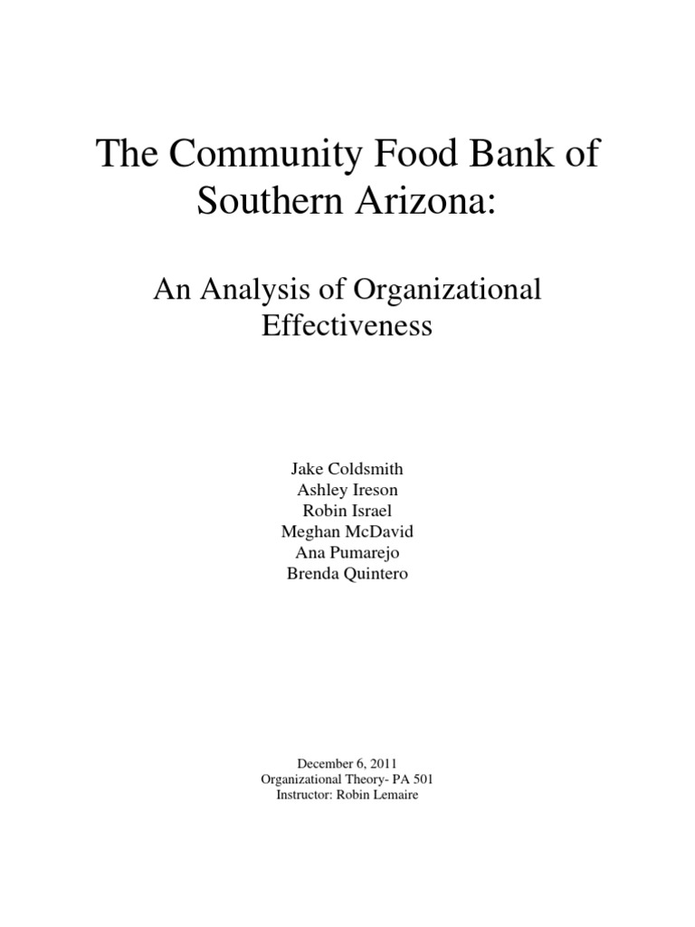 Community Food Bank Organizational Analysis | PDF | Food Bank ...