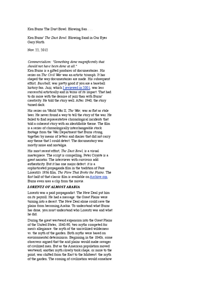 Ken Burns The Dust Bowl | PDF | Dust Bowl | Tennessee Valley Authority