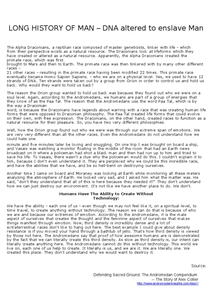 LONG HISTORY OF MAN - DNA Altered To Enslave Man | PDF | Race (Human ...