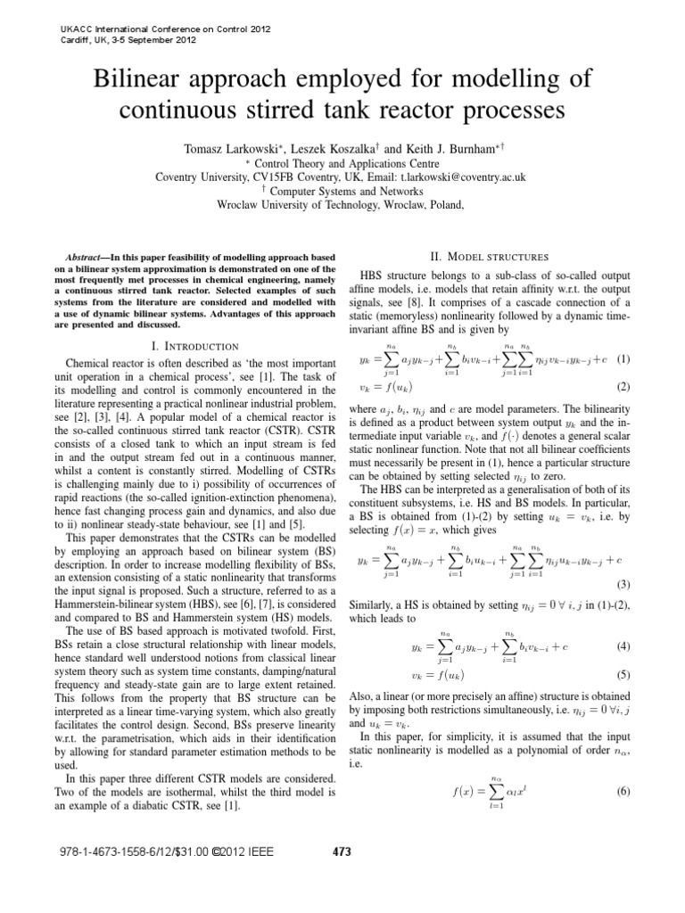 CSTR PDF | Download Free PDF | Chemical Reactor | Heat