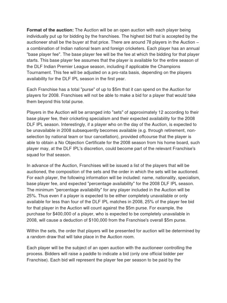 Format of The Auction | PDF | Auction | Auction Service