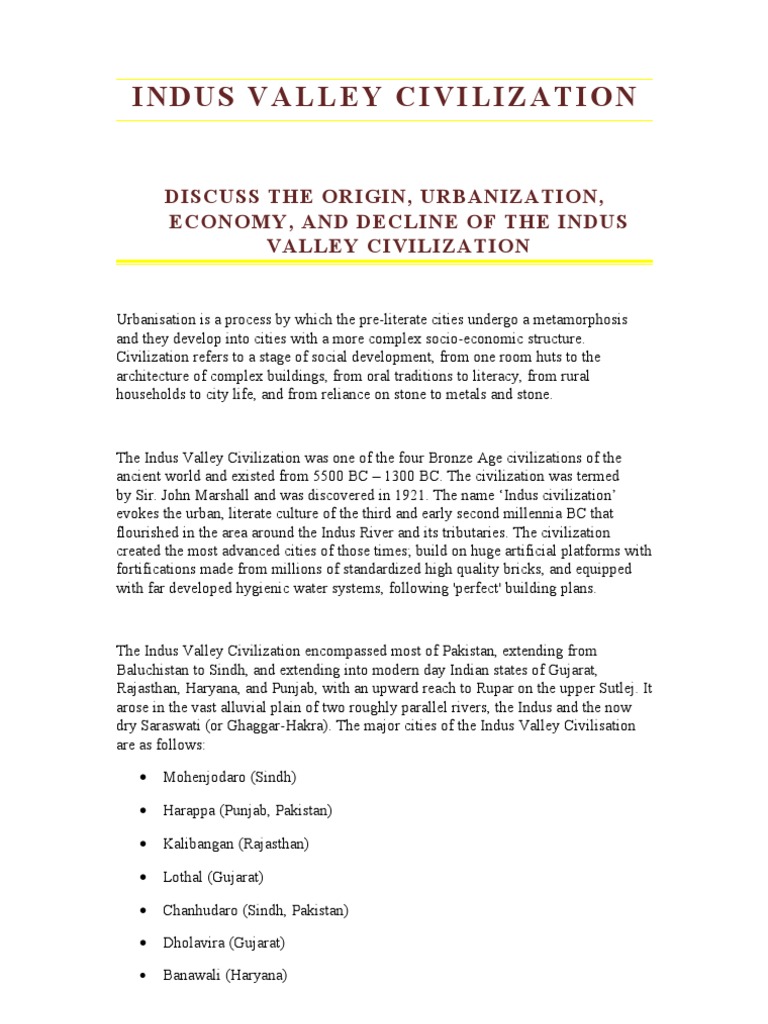 The Rise and Fall of the Indus Valley Civilization: Exploring the ...
