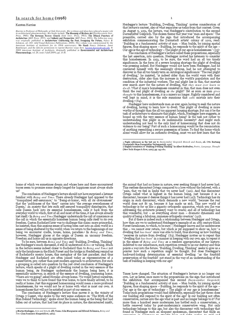 HARRIES, Karsten - in Search For Home | PDF | Martin Heidegger | Being ...