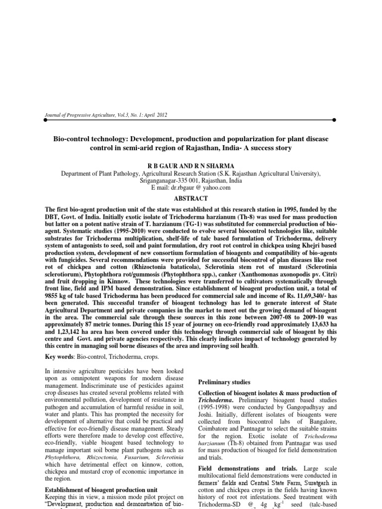 Bio-control Technology for Plant Disease Management | PDF | Agriculture ...
