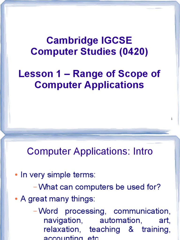 Range and Scope of Computer Applications | PDF | Application Software ...