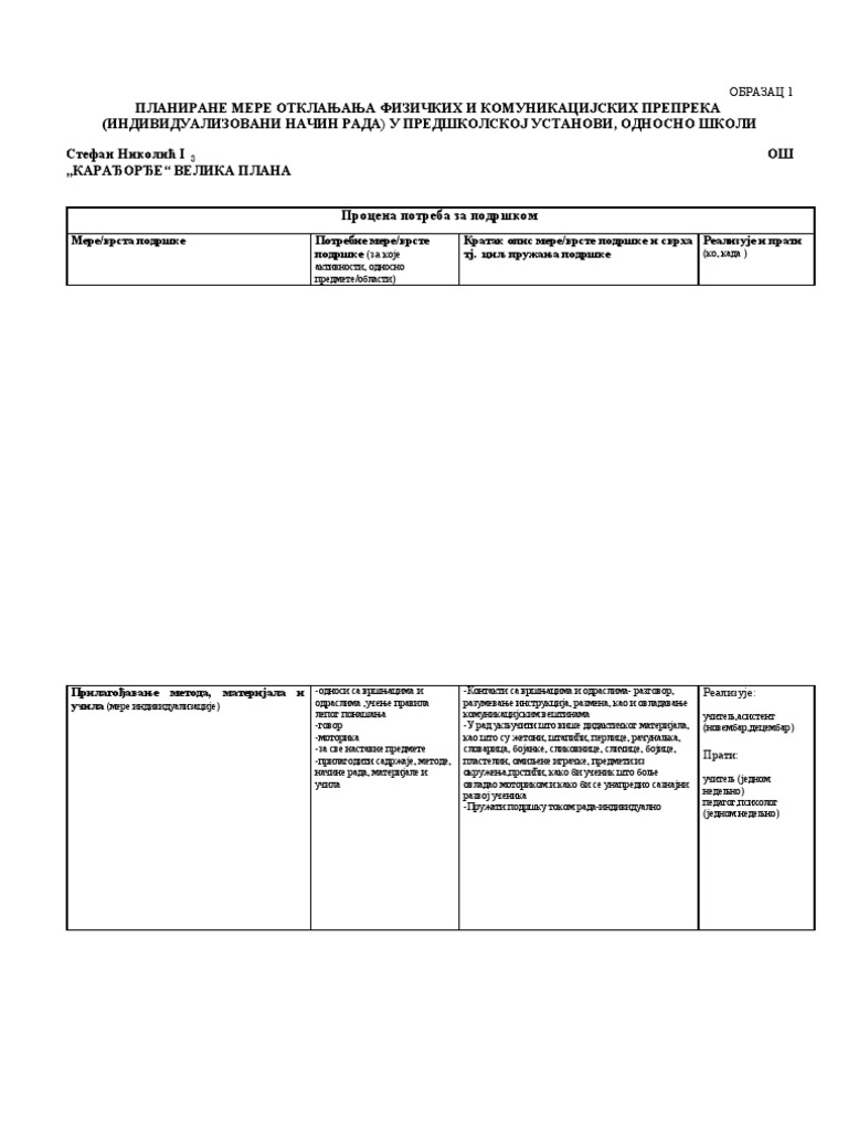 Popunjen IOP Obrazac | PDF