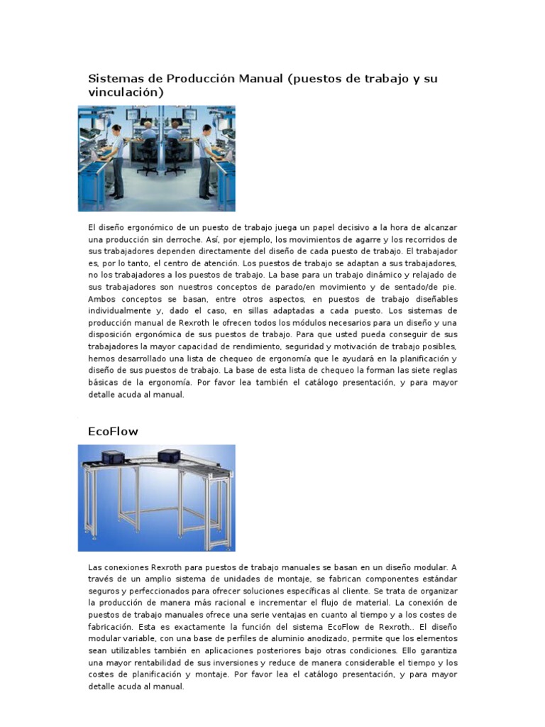 Sistemas de Producción Manual | PDF | Factores humanos y ergonomía ...