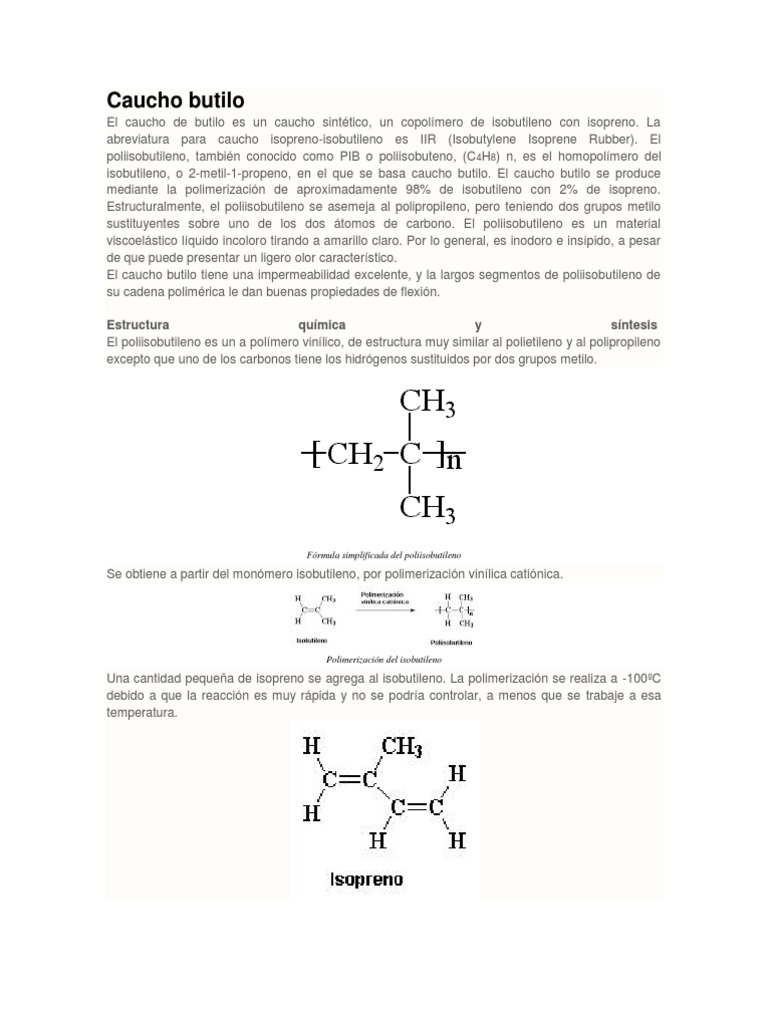 Caucho Butilo: Usos y Propiedades | PDF | Polímeros | Caucho natural