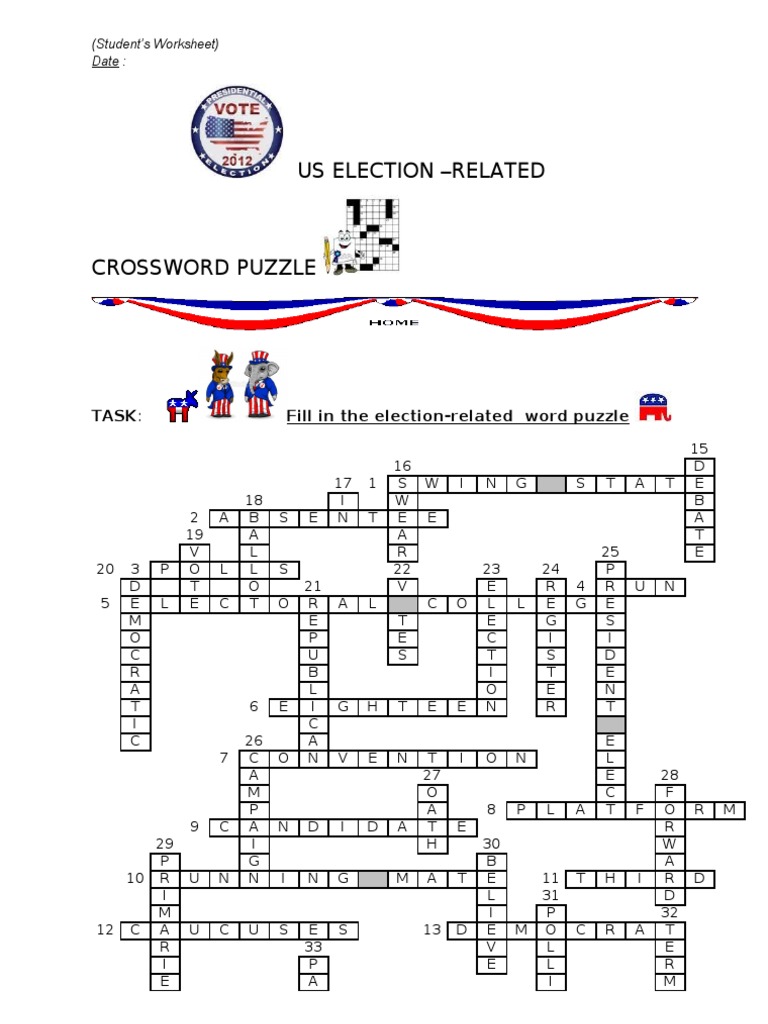 Election Crosswordpuzzle Answer Key | PDF