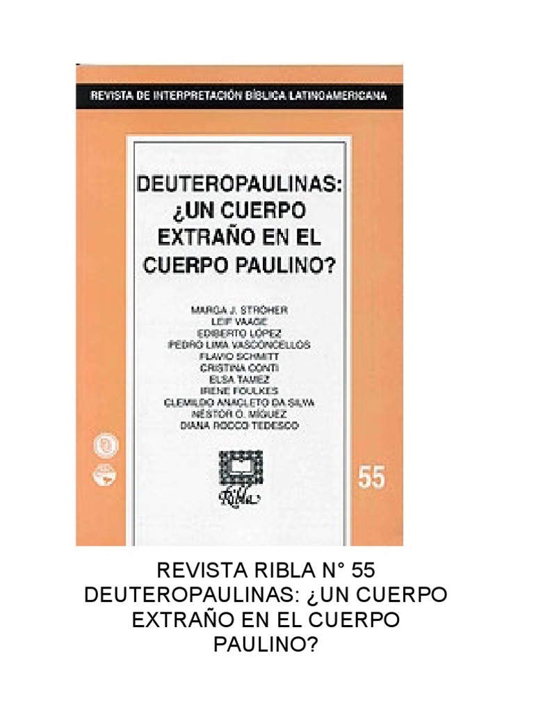 Ribla 55 - Deuteropaulinas Un Cuerpo Extraño en El Cuerpo Paulino | PDF ...