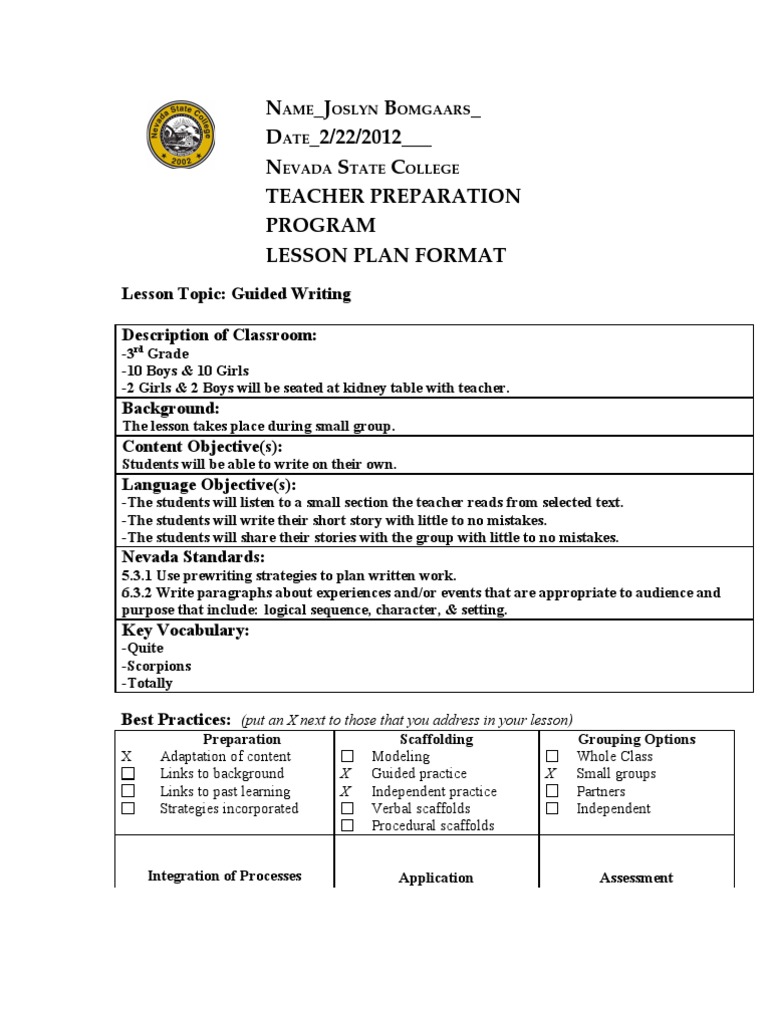 Guided Writing Lesson Plan | PDF | Lesson Plan | Teachers
