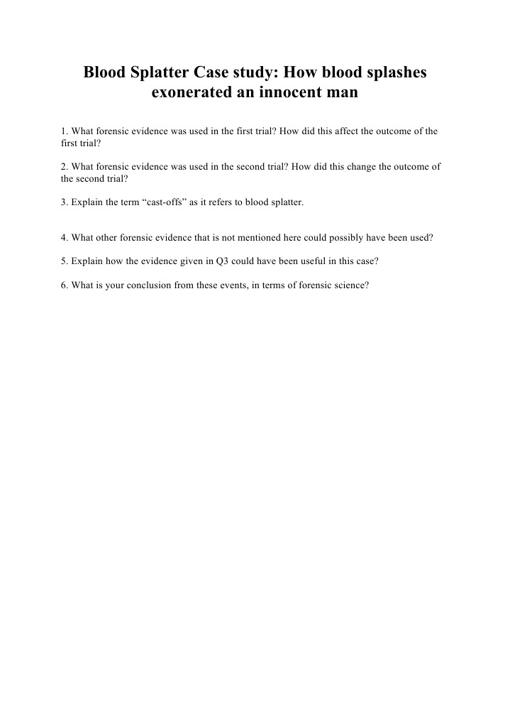 Blood Splatter Case Study | PDF