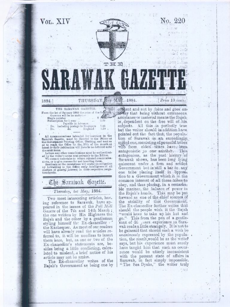 1884 Sarawak Gazette | Malaysia | Sarawak