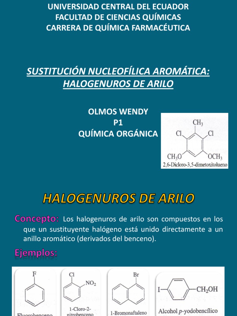 Sustitución Nucleofílica Aromática Halogenuros de Arilo | PDF ...