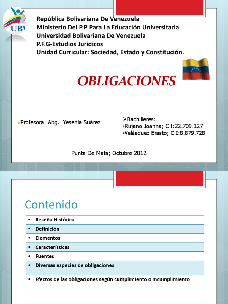 Obligaciones. Codigo Civil venezolano.