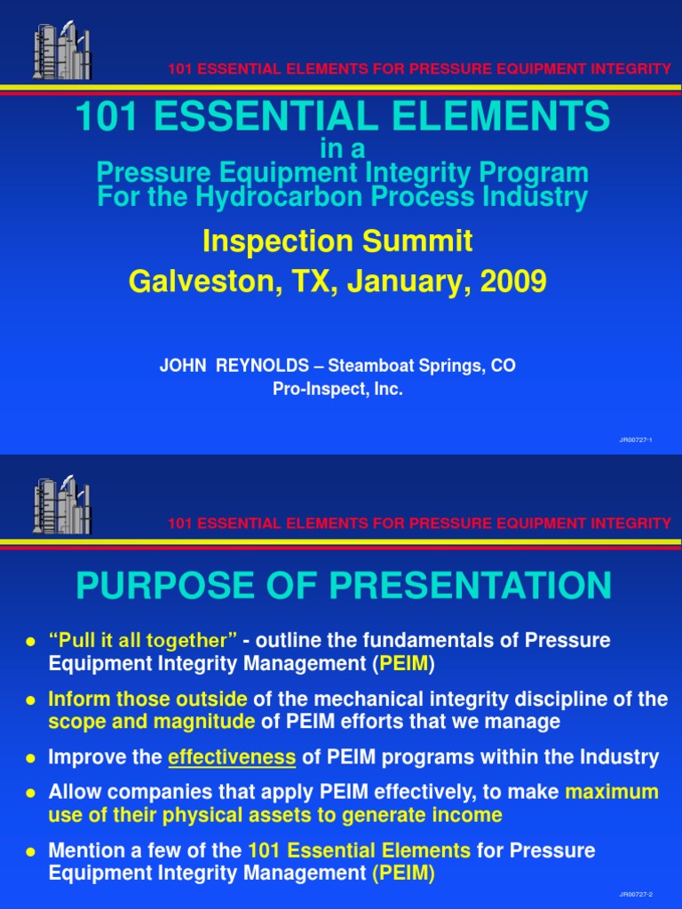 101 Essential Elements in Pressure Equipment Integrity Porgrams John ...